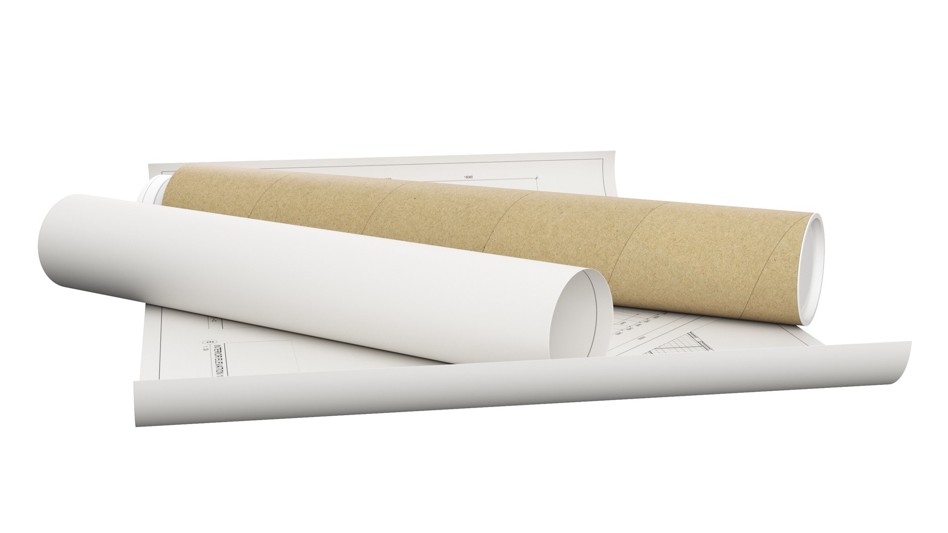 Blueprints With Cardboard Tube 3D - TurboSquid 2041429