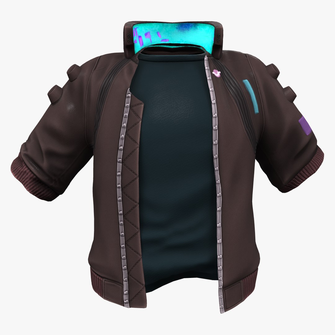 Men Standing Collar Neon Collar Cyberpunk Crop Jacket and Tshirt 3D ...