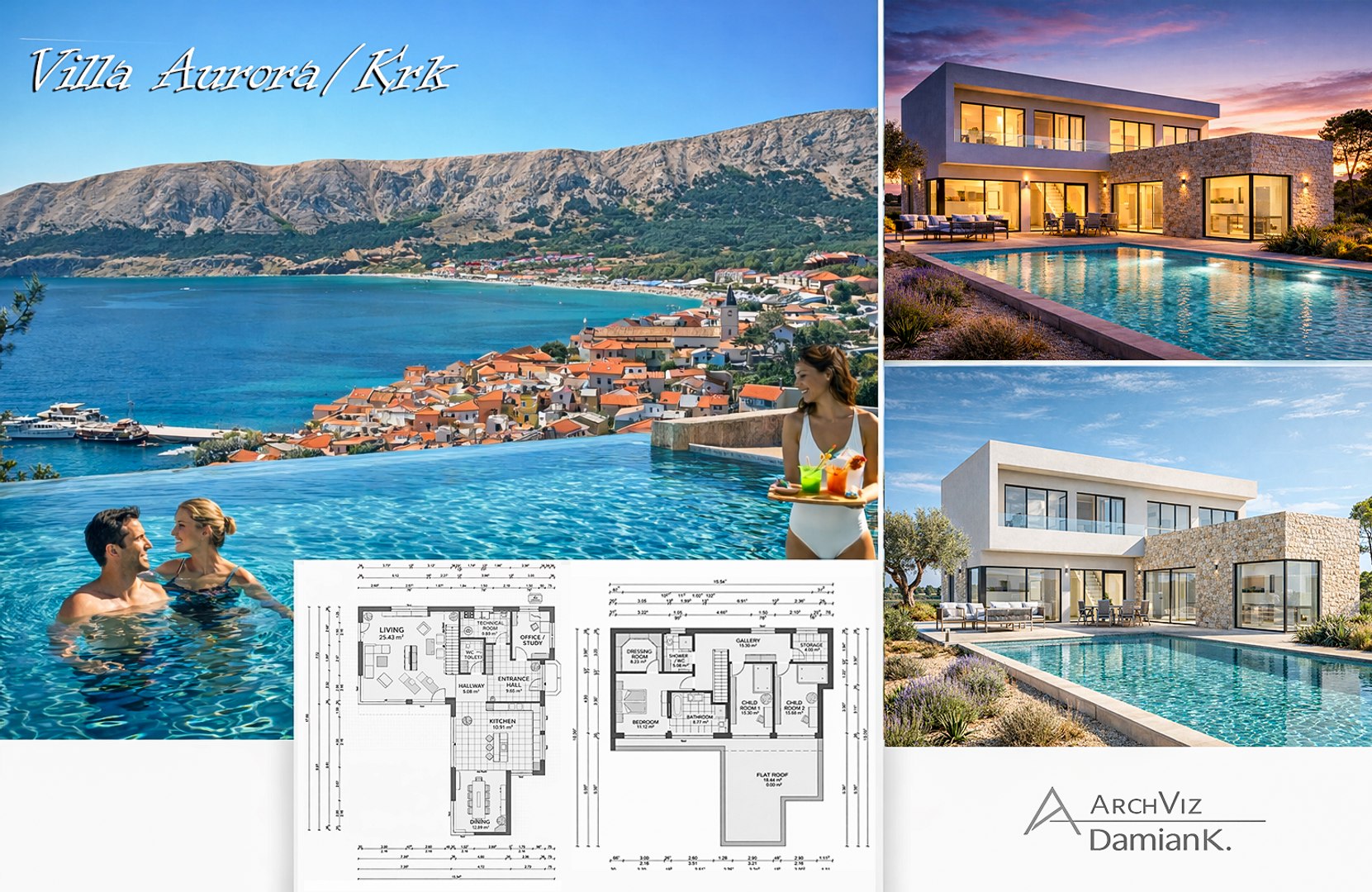 3D Modern Mediterranean Villa Detailed 3D House Model With Floor Plans ...