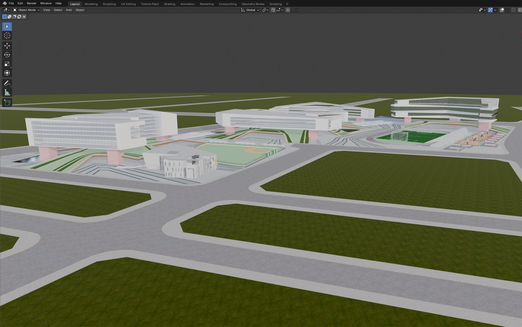 Contemporary Educational Campus Exterior 3D Model - TurboSquid 2483492