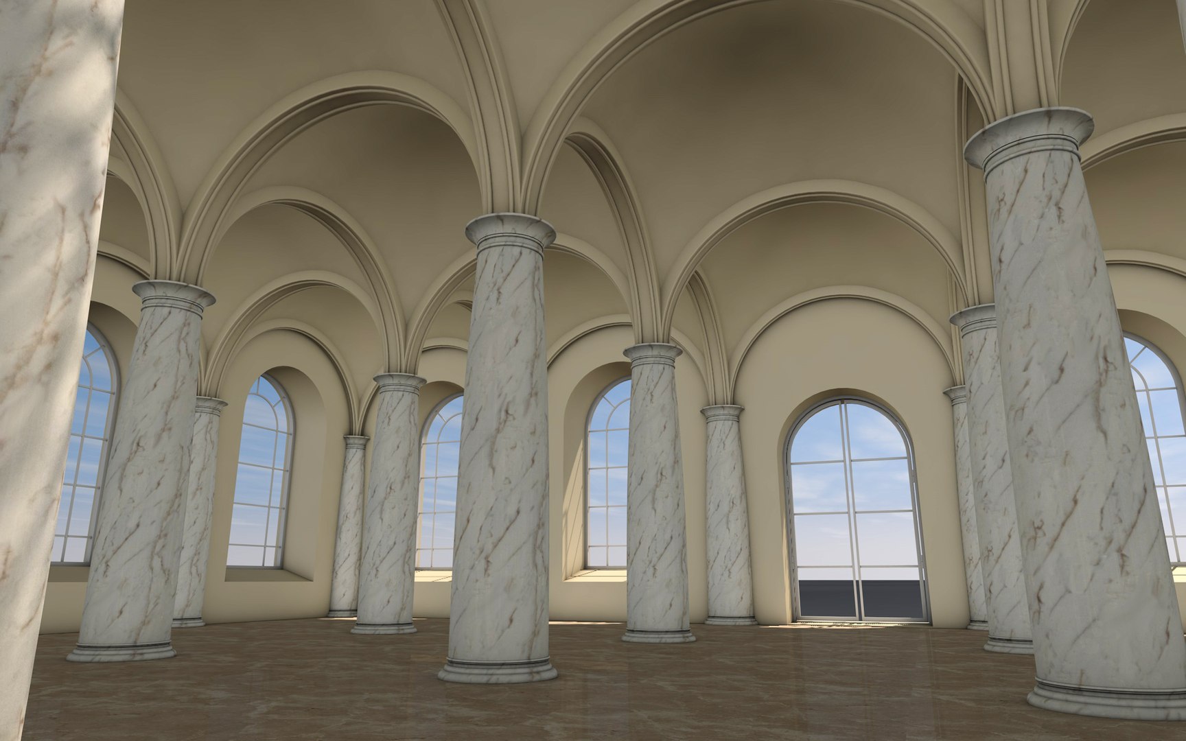 Hall columns 3D - TurboSquid 1220664