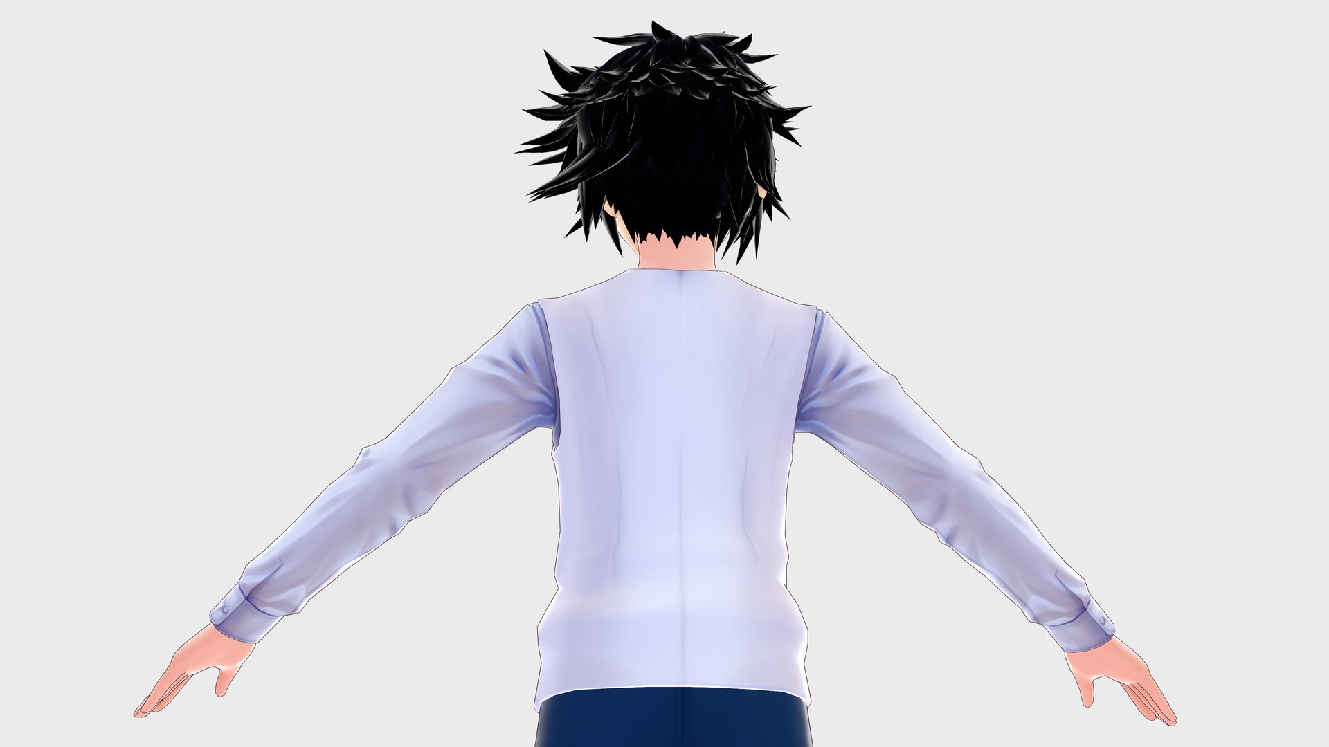 L 3D MODEL DEATH NOTE CHARACTER ANIME FANTASY T-POSE SHAPE KEYS Low ...