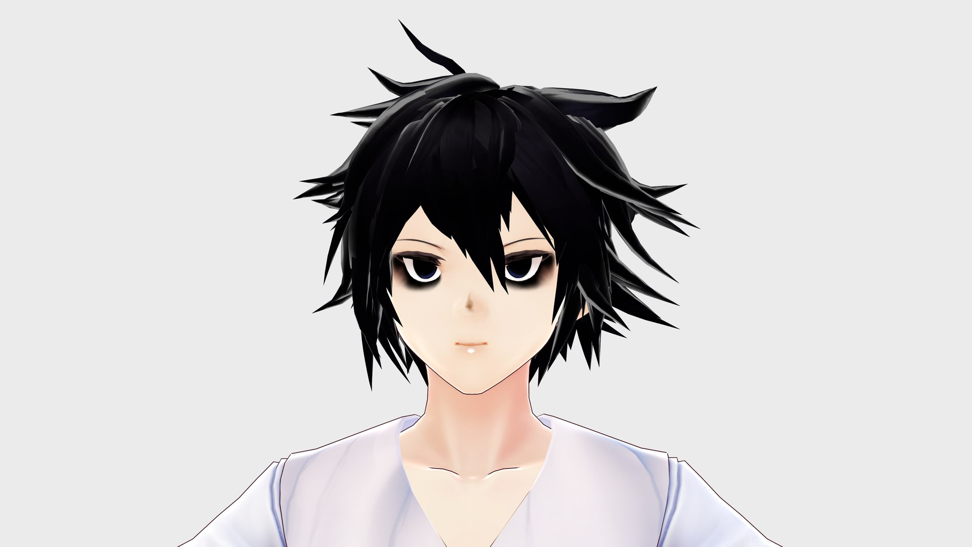 L 3D MODEL DEATH NOTE CHARACTER ANIME FANTASY T-POSE SHAPE KEYS Low ...