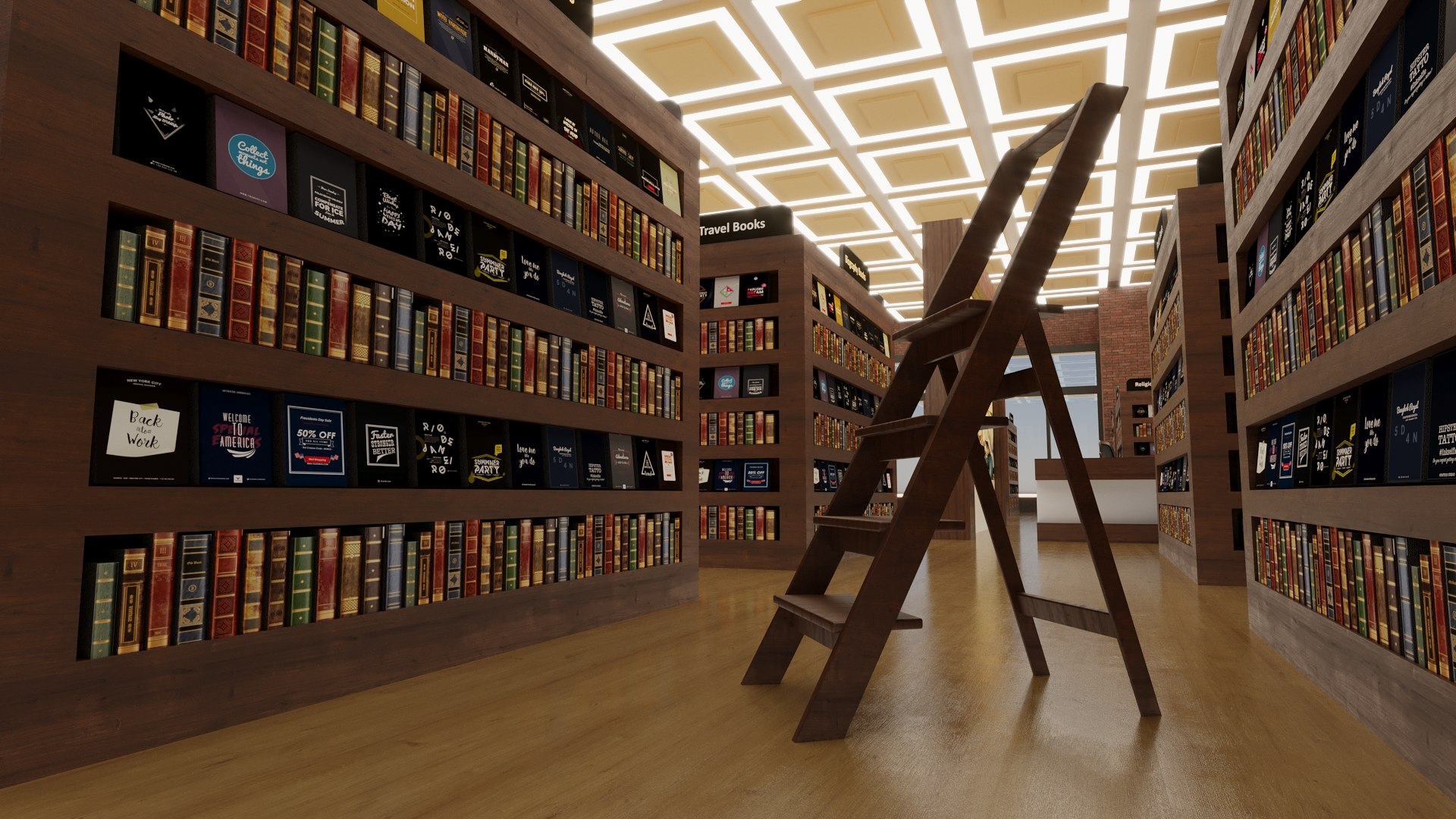 3D Star Books Library Store - TurboSquid 1901147
