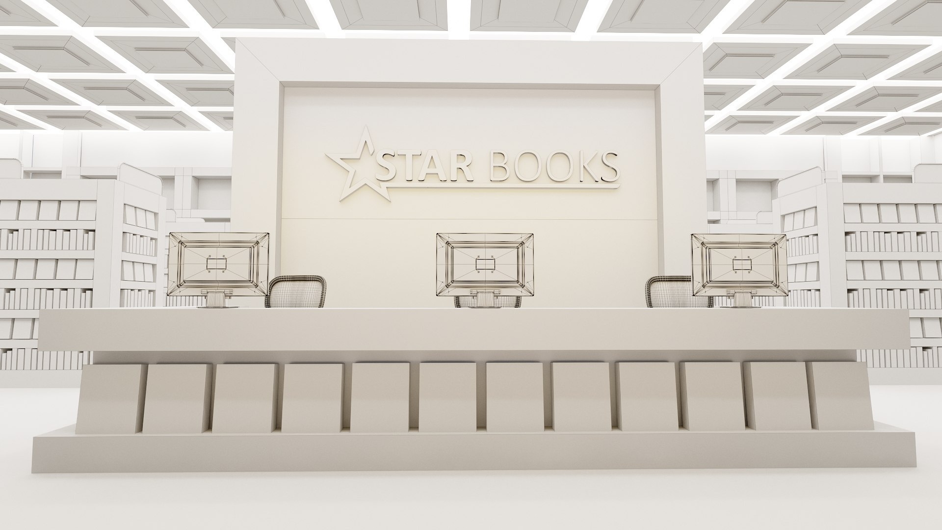 3D Star Books Library Store - TurboSquid 1901147