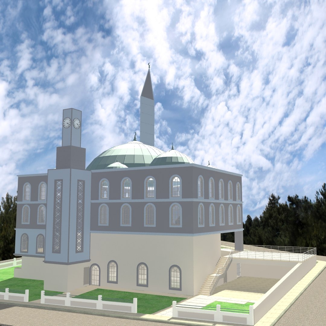 3D Modern Mosque Building - TurboSquid 1202296