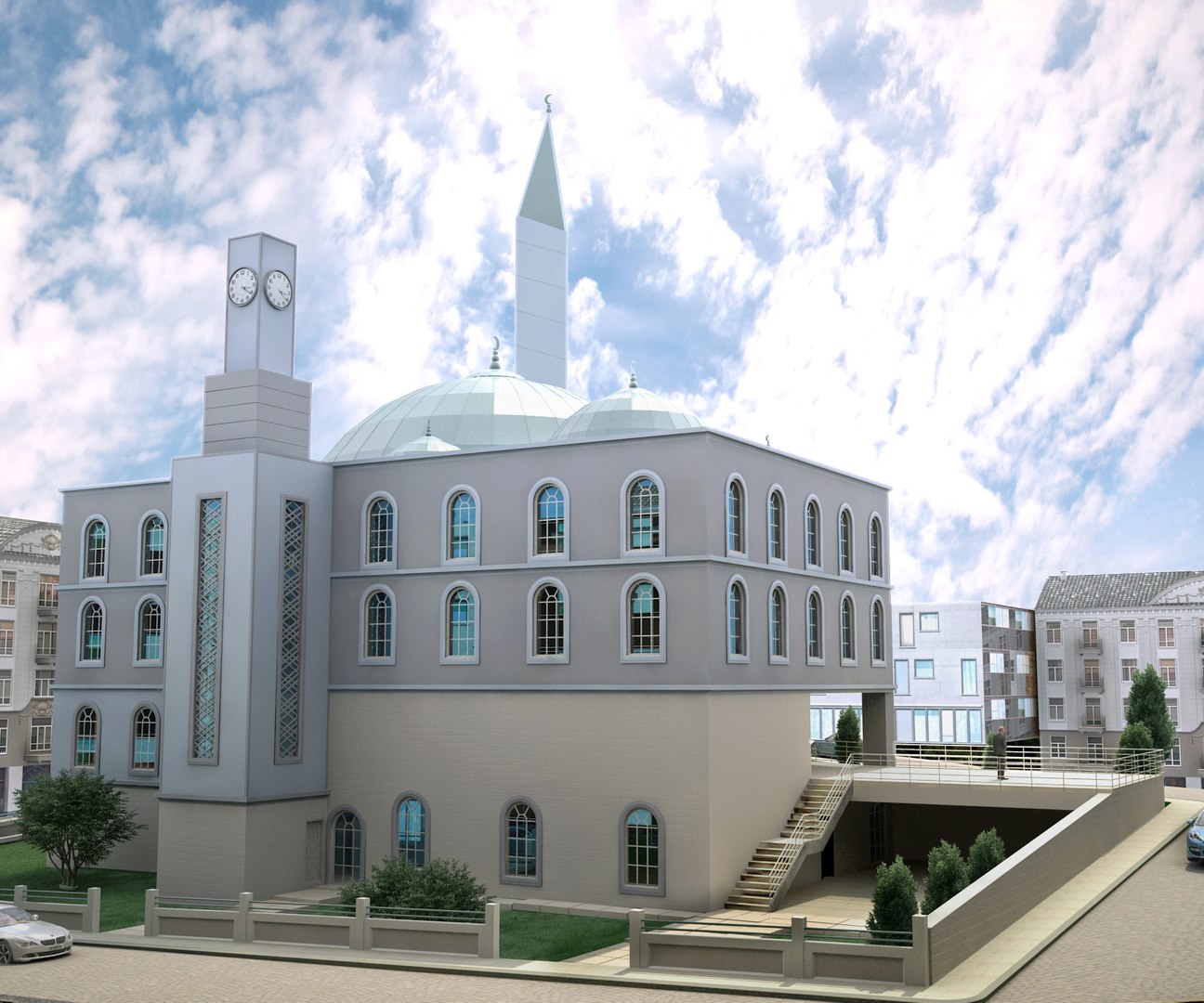 3D Modern Mosque Building - TurboSquid 1202296