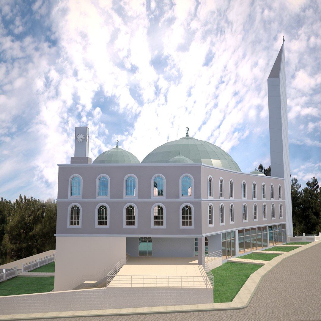3D Modern Mosque Building - TurboSquid 1202296