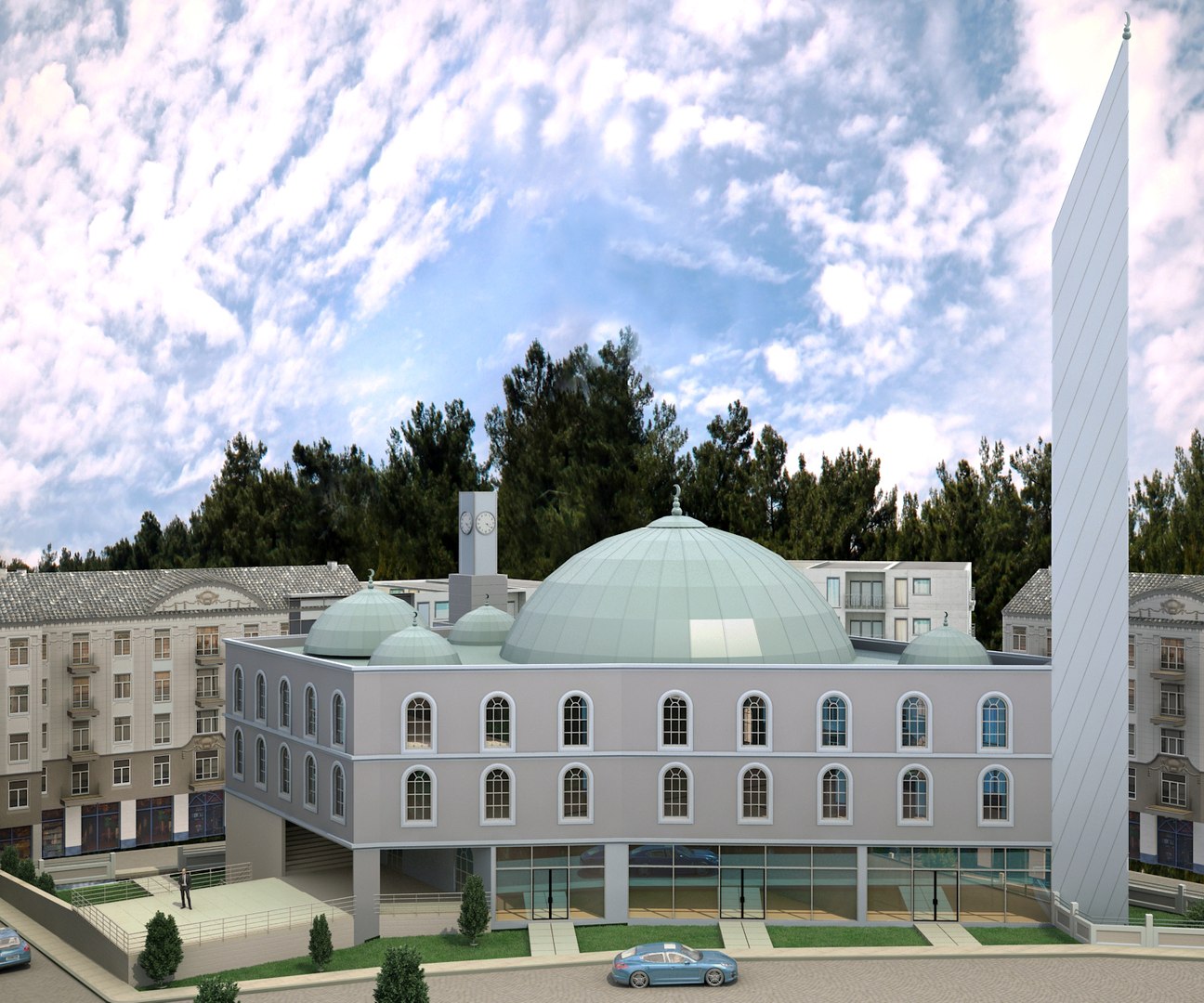 3D Modern Mosque Building - TurboSquid 1202296