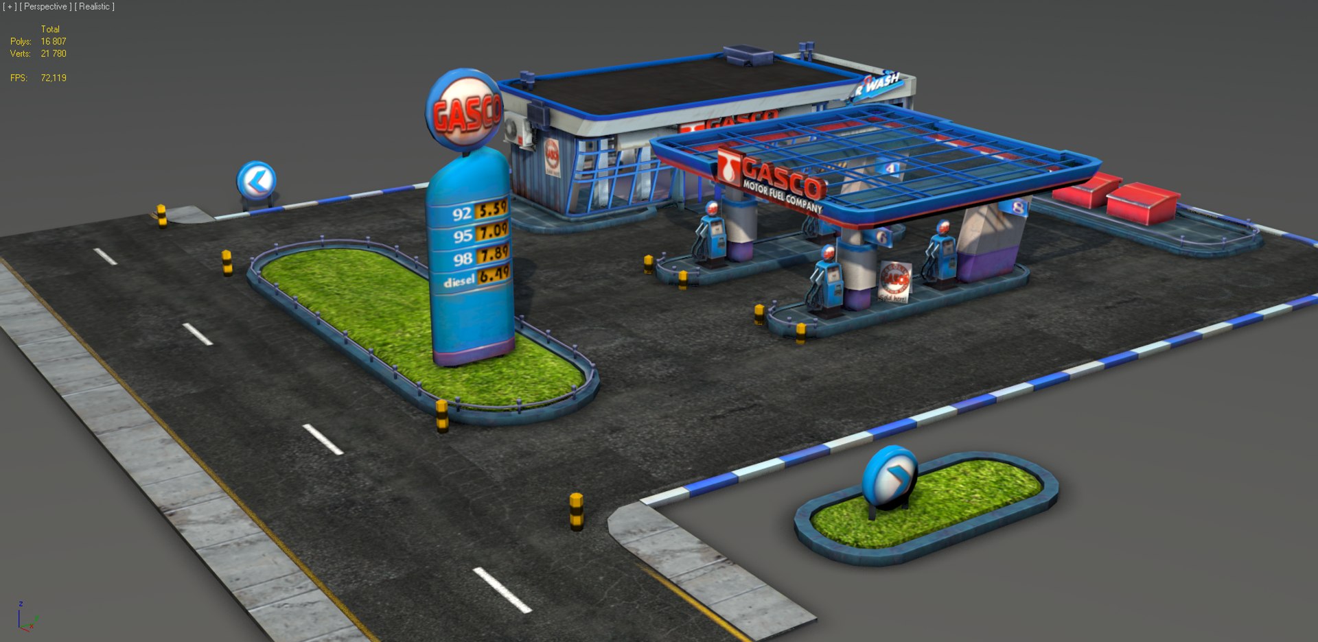 3d model gas station pack