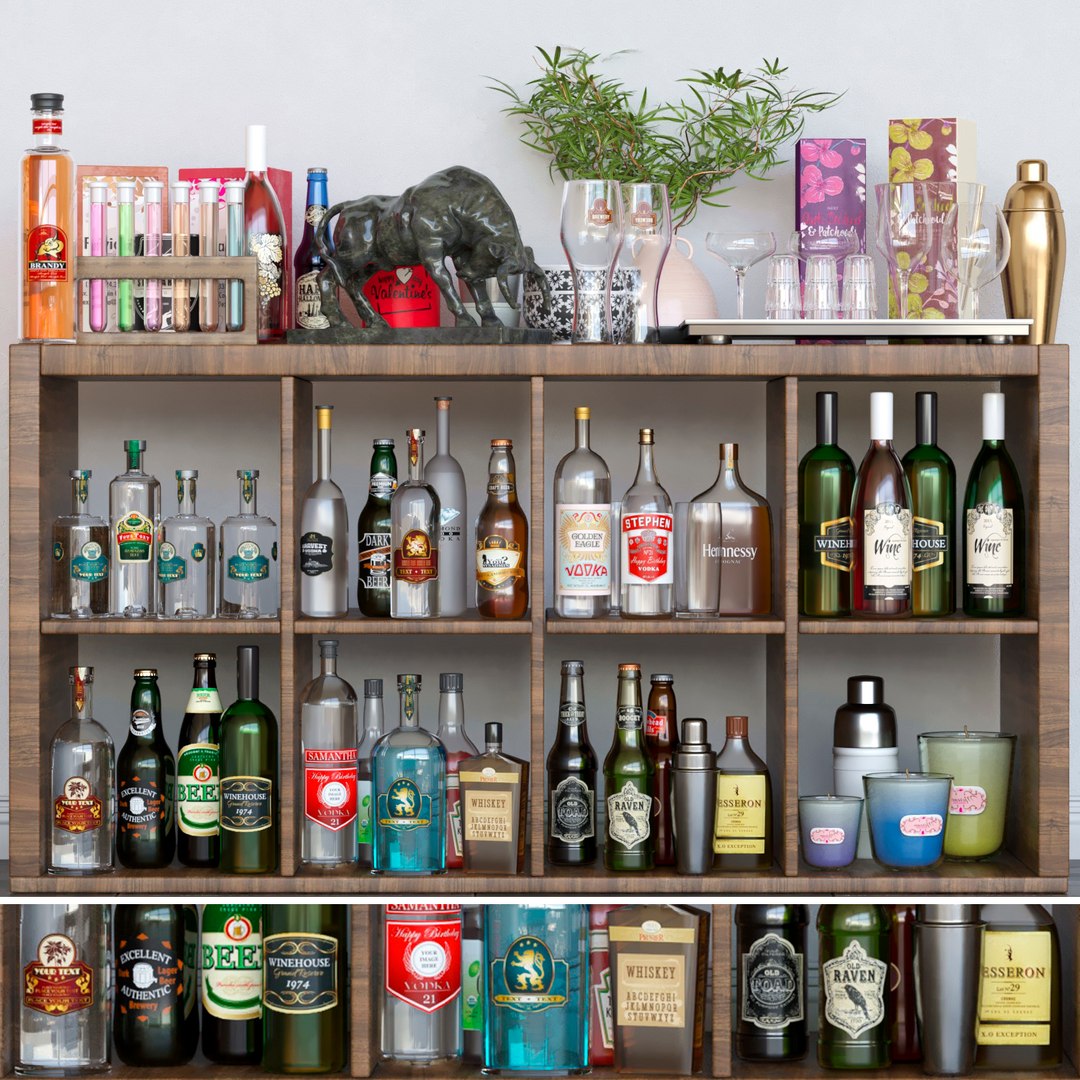 Bottle Alcohol 3D Model - TurboSquid 1293299