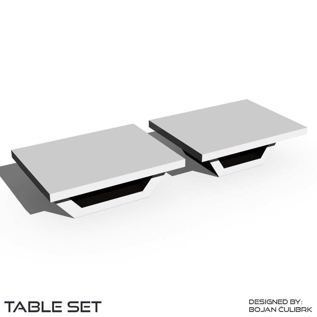Futuristic Table Set 3d Obj