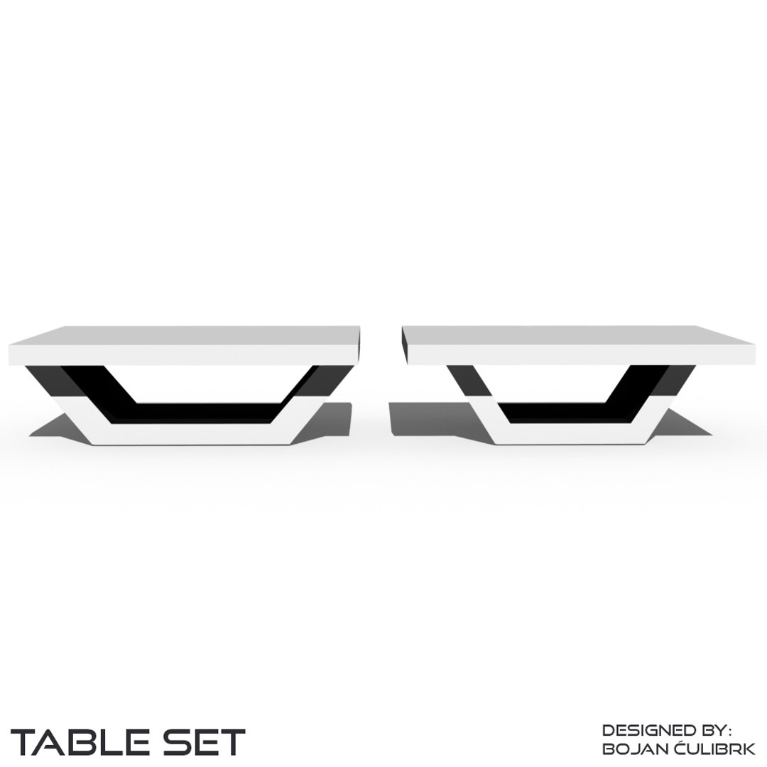 Futuristic Table Set 3d Obj