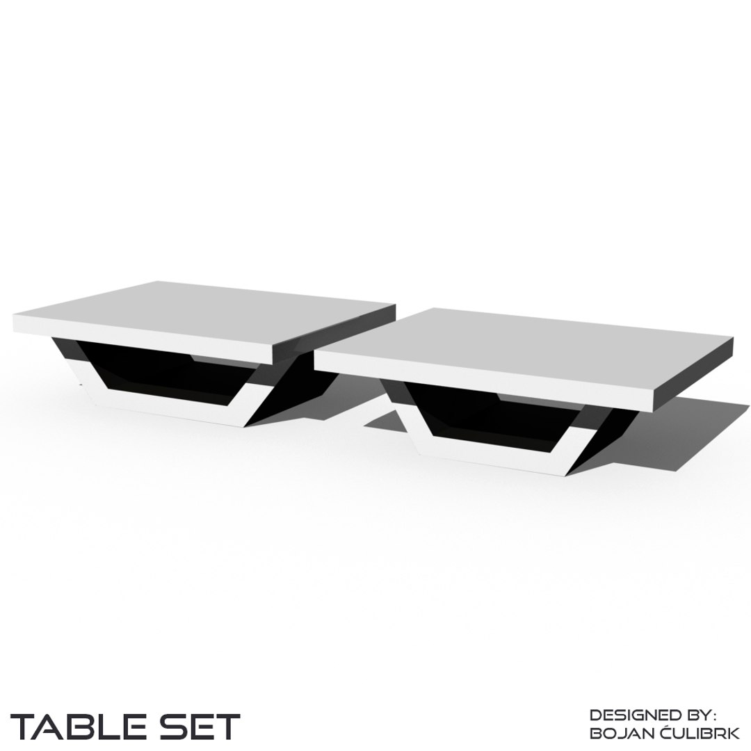 Futuristic Table Set 3d Obj