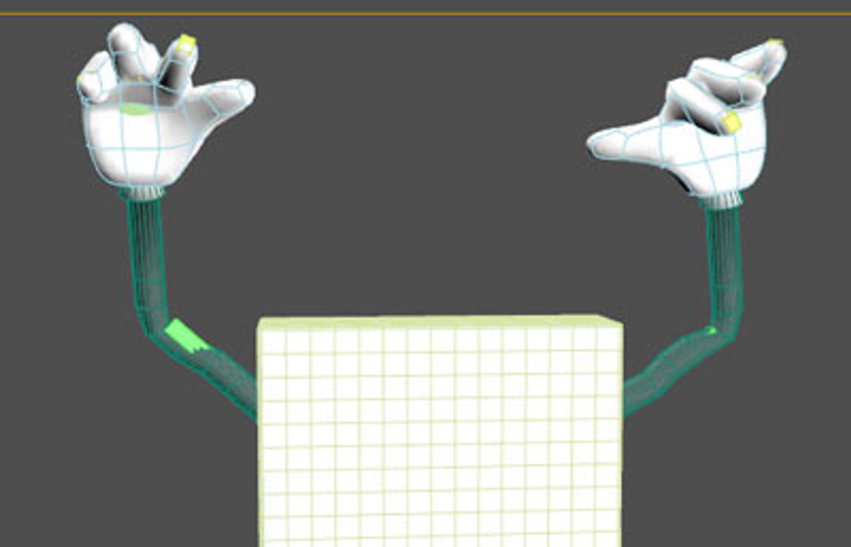 3d waving cartoon hands box model