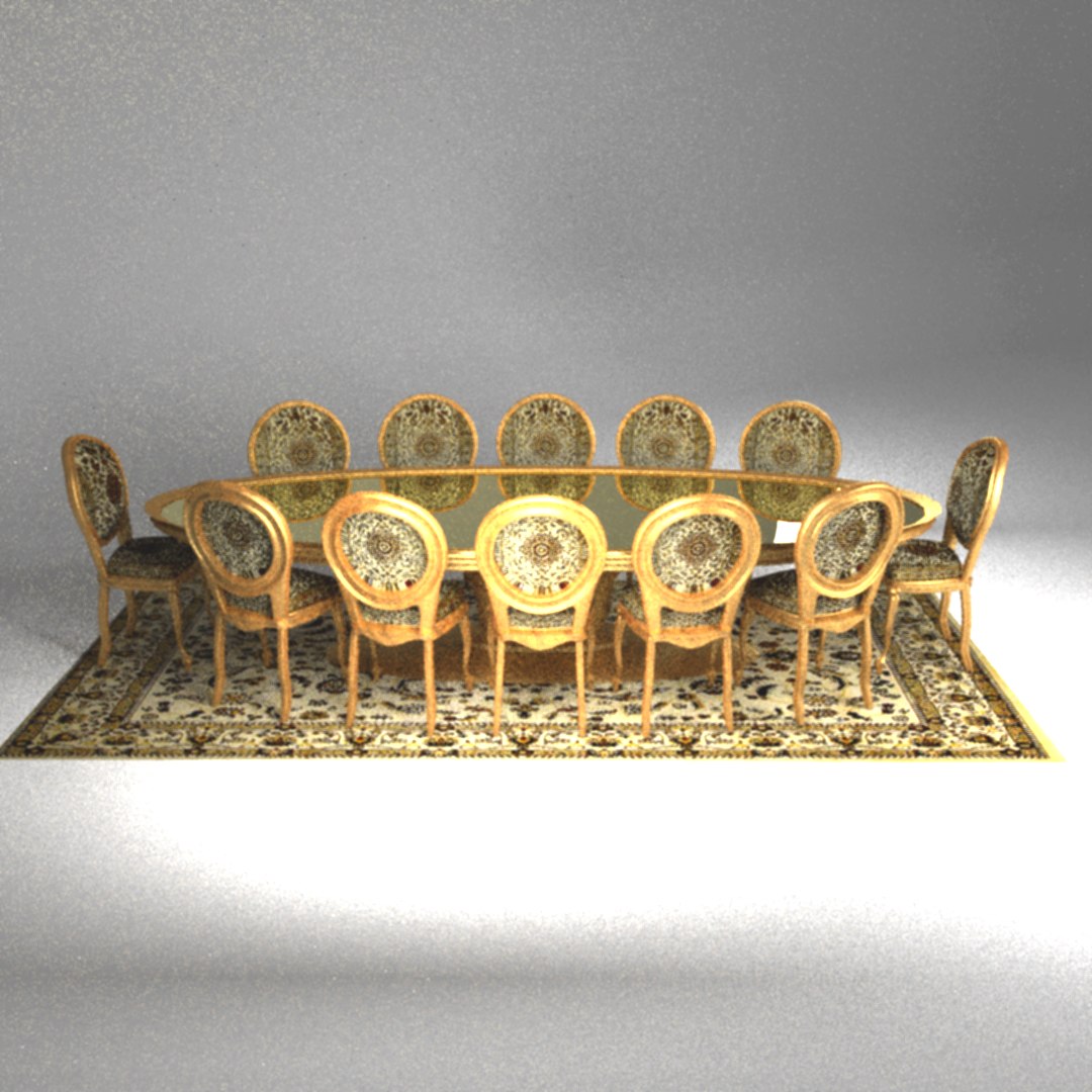 Classic dining table chairs model - TurboSquid 1551753