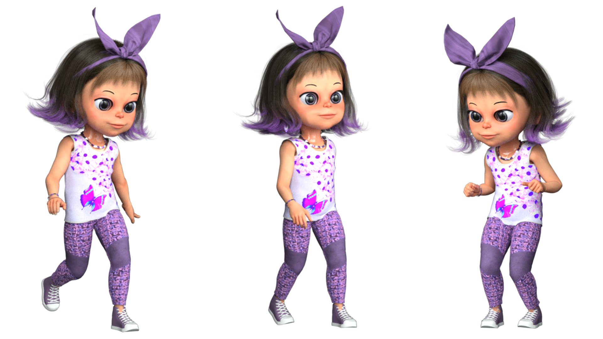 Cartoon 3D Rigged Cute Little Girl-Anna Character Model 3D - TurboSquid ...