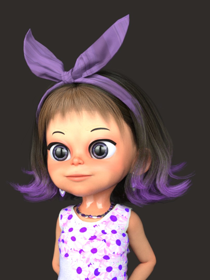 Cartoon 3D Rigged Cute Little Girl-Anna Character Model 3D - TurboSquid ...