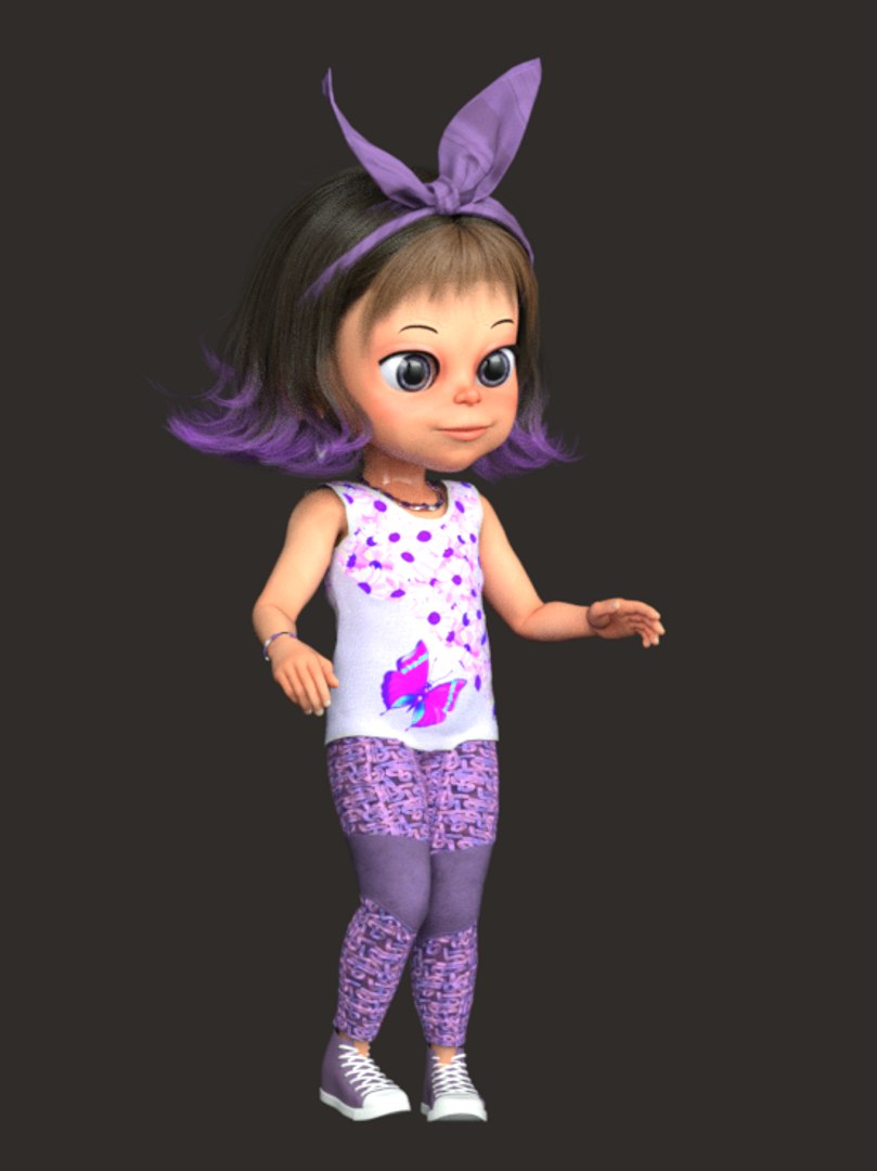 Cartoon 3D Rigged Cute Little Girl-Anna Character Model 3D - TurboSquid ...