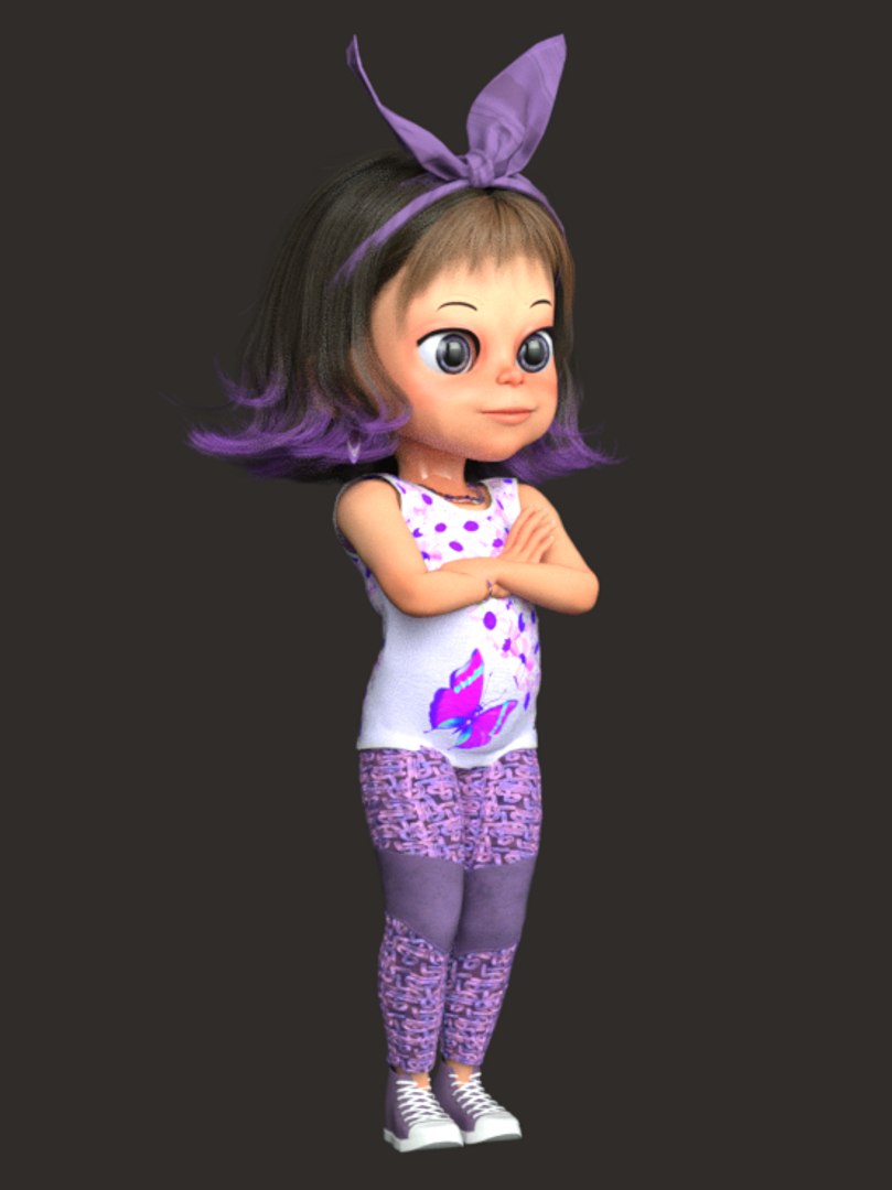 Cartoon 3D Rigged Cute Little Girl-Anna Character Model 3D - TurboSquid ...