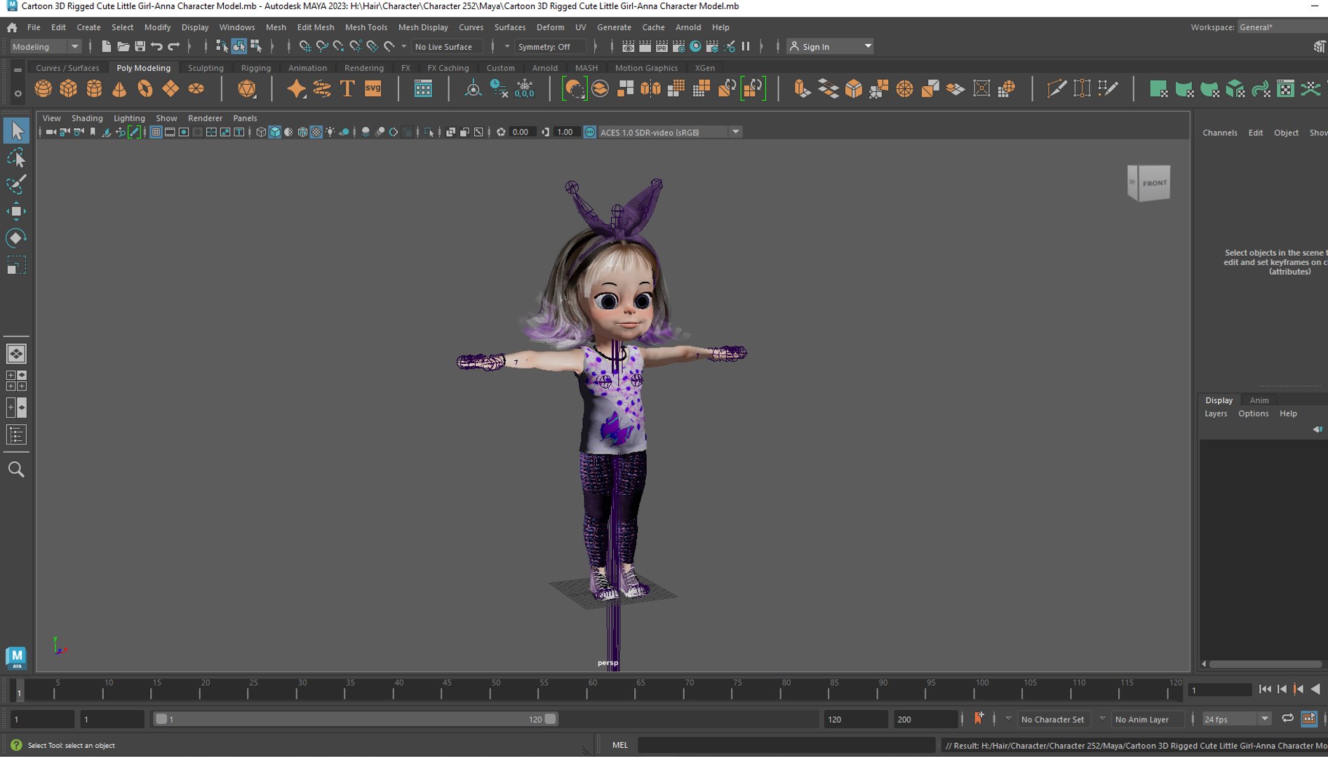 Cartoon 3D Rigged Cute Little Girl-Anna Character Model 3D - TurboSquid ...
