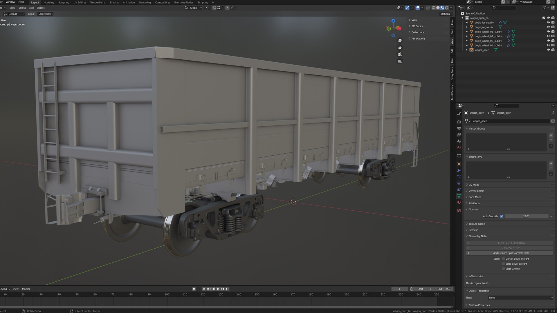 Railroad Open Wagon High Poly 3D - TurboSquid 1843145