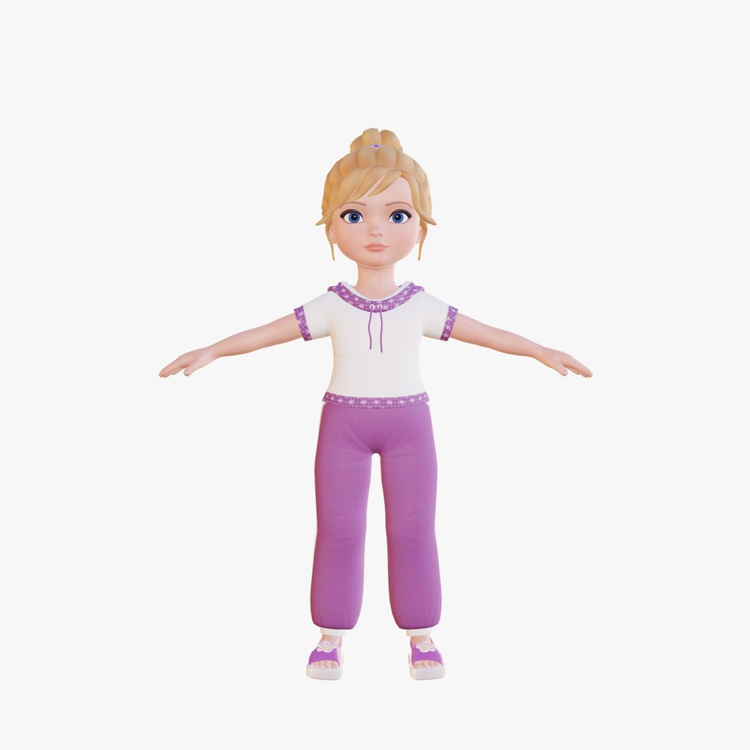 Cartoon Girl Model - TurboSquid 1988162