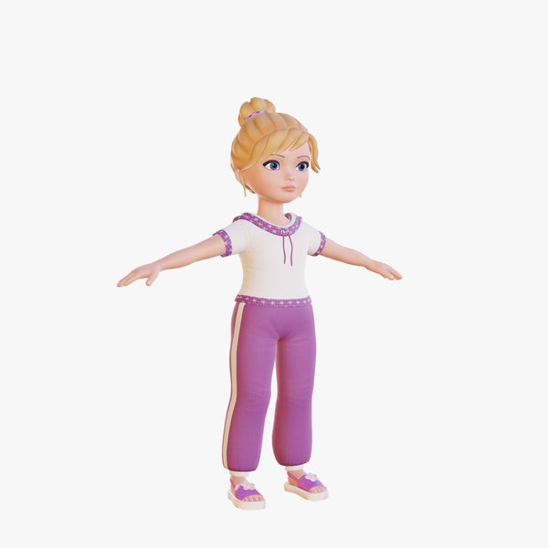 Cartoon girl model - TurboSquid 1988162