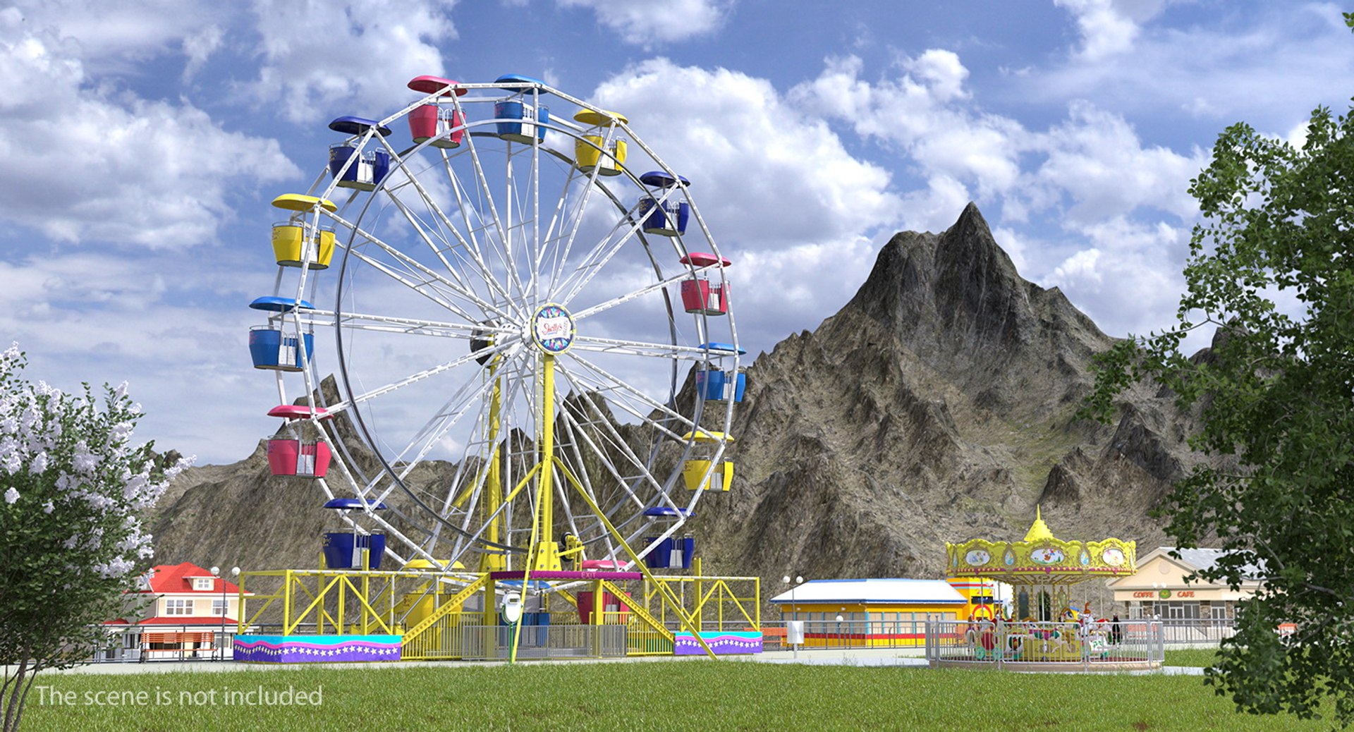 Small Town Carnival Ferris Wheel 3D - TurboSquid 1394371