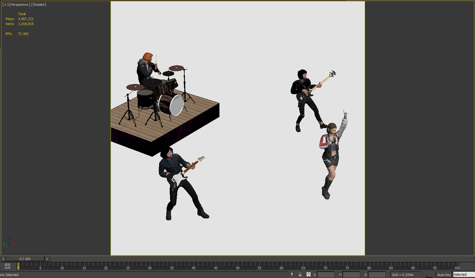 3D Singers perform rock bands sing guitarists drummers drums model ...