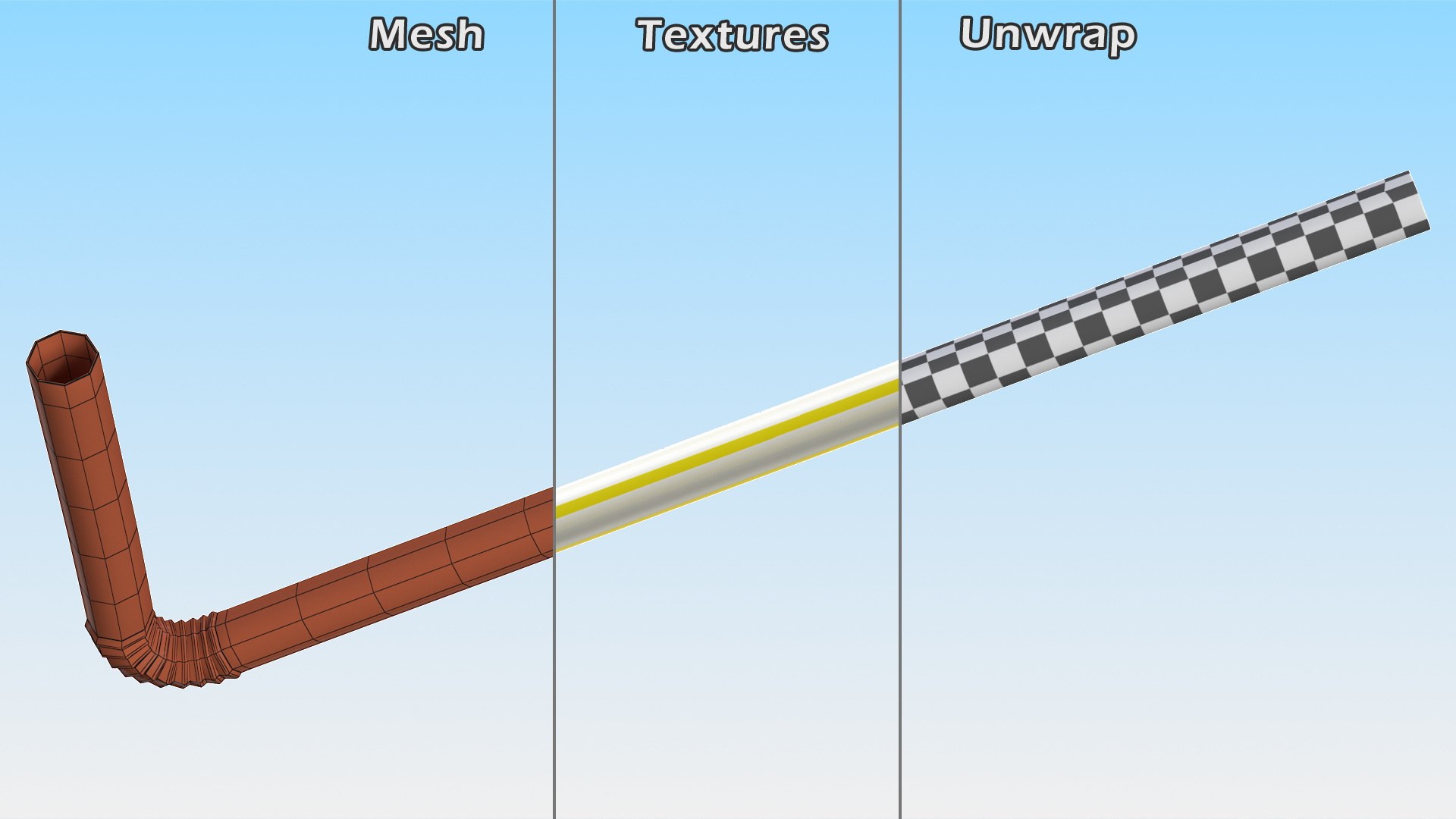 Bendy Plastic Drinking Straw Striped 3D Model - TurboSquid 1799609