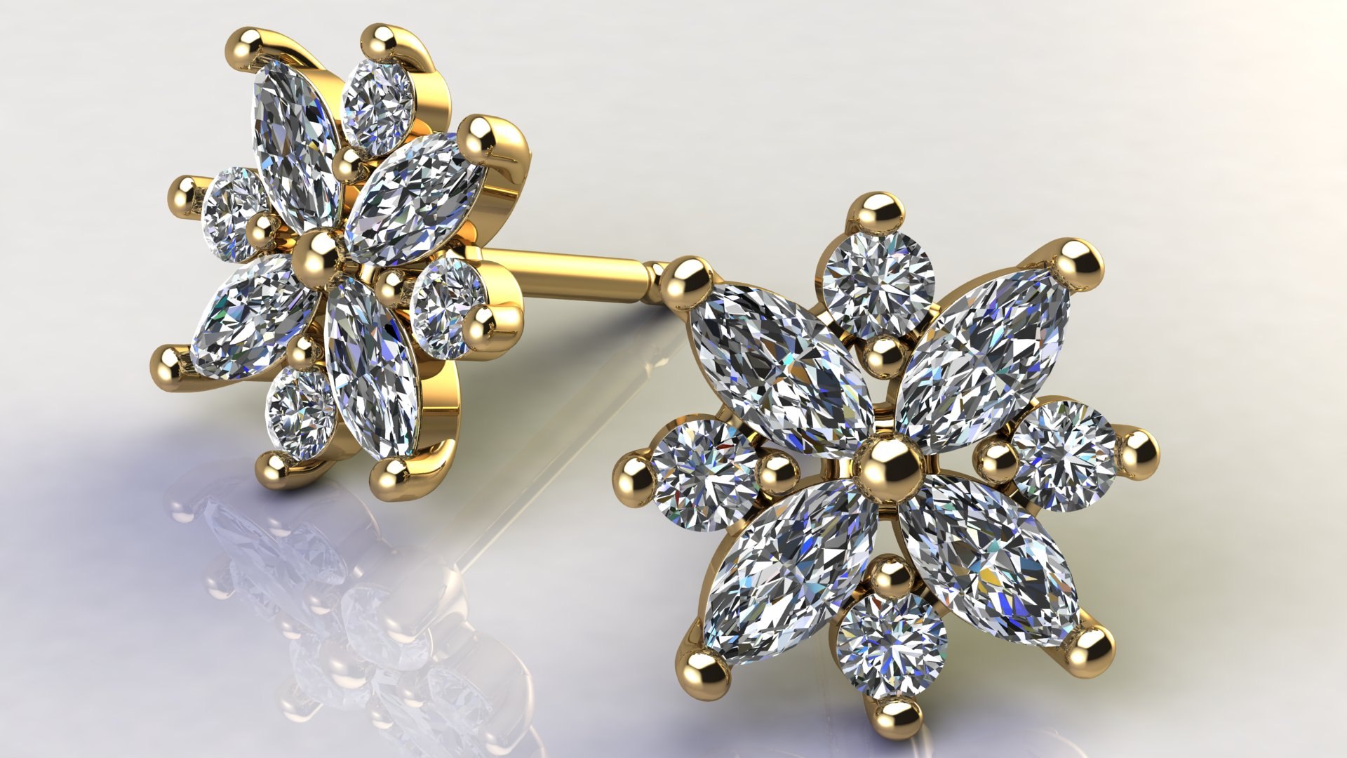3D diamond cluster earring model - TurboSquid 1568788