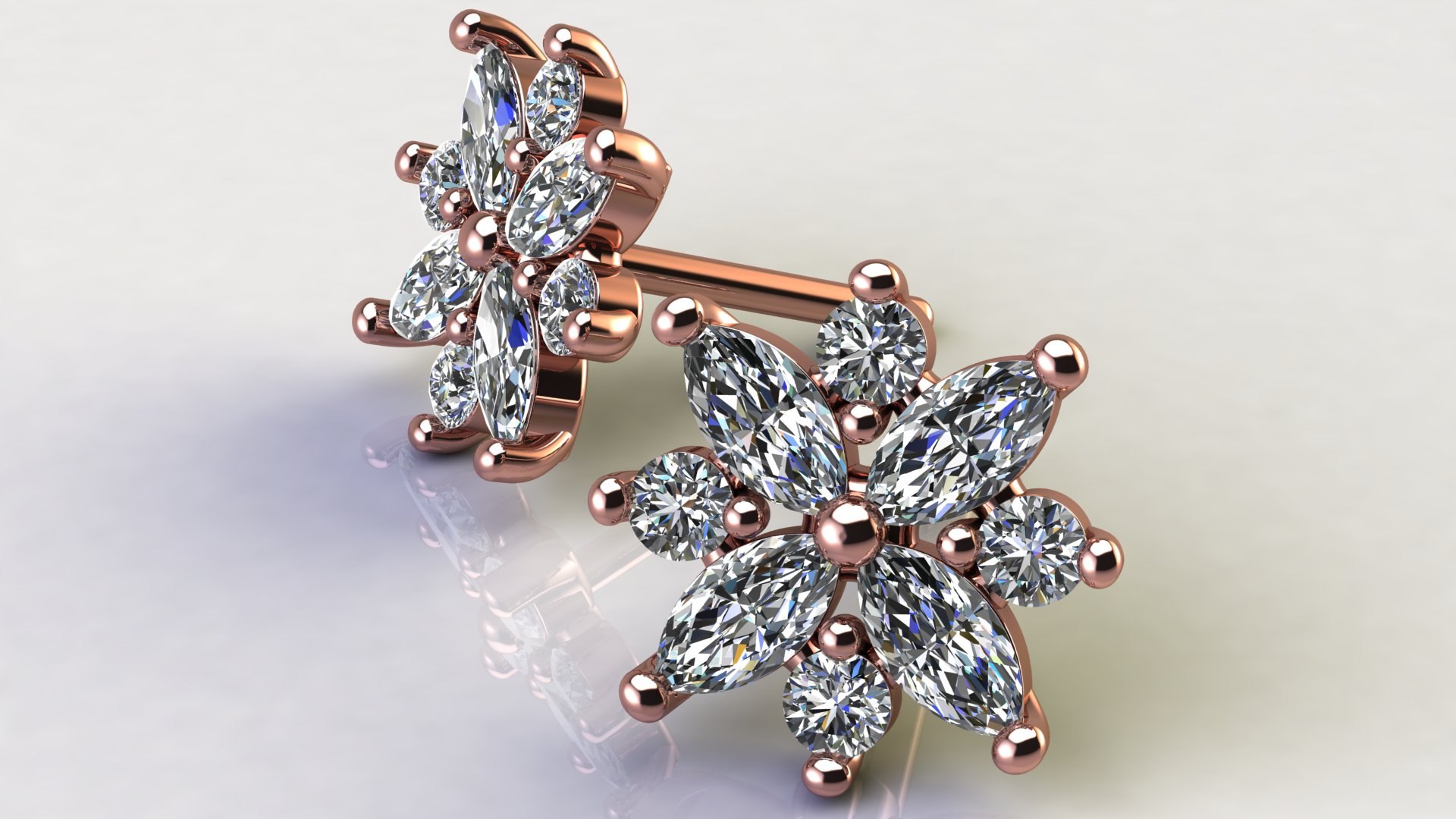 3D diamond cluster earring model - TurboSquid 1568788