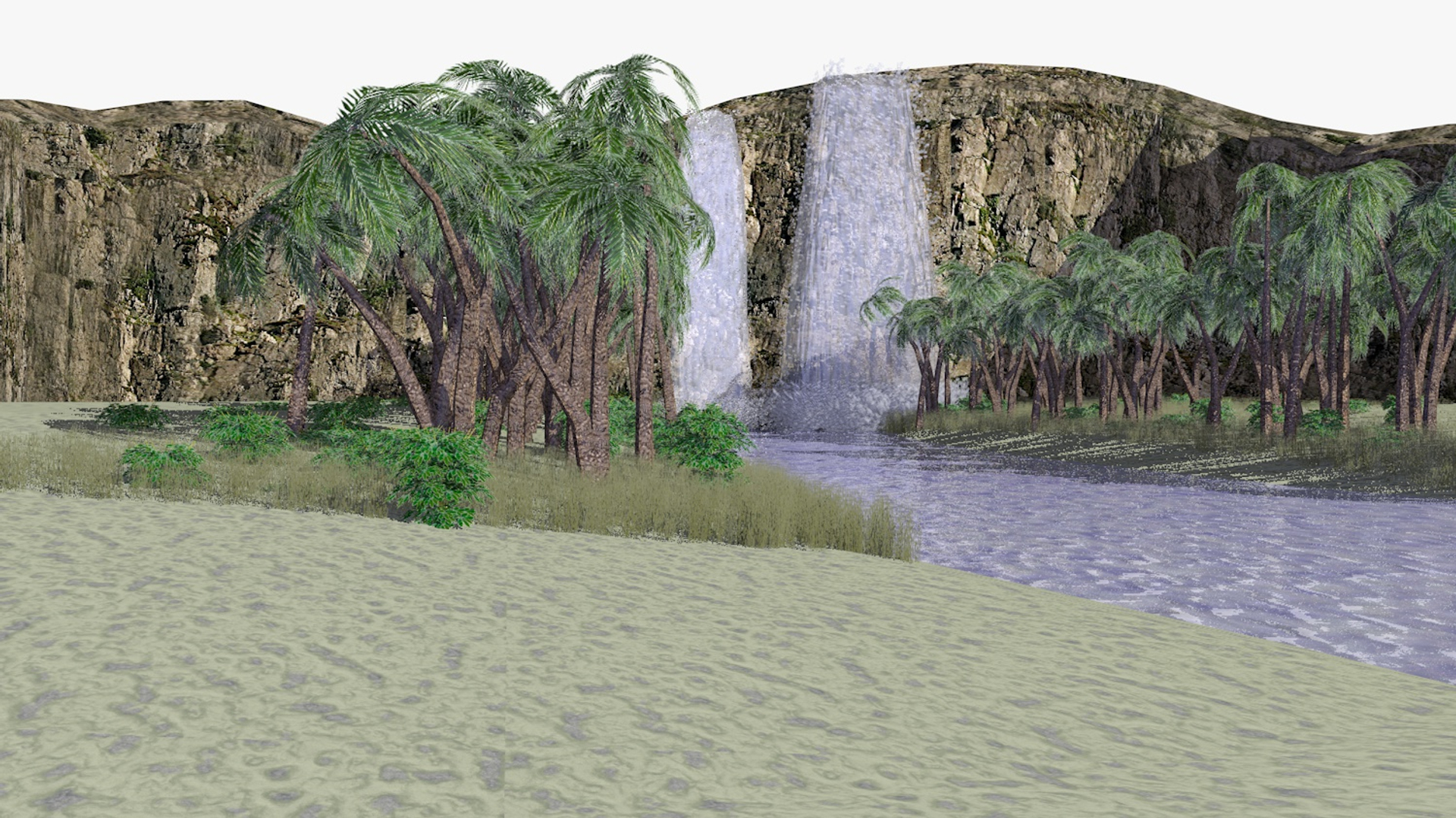 3D Tropical Oasis Waterfall Animations - TurboSquid 1466504