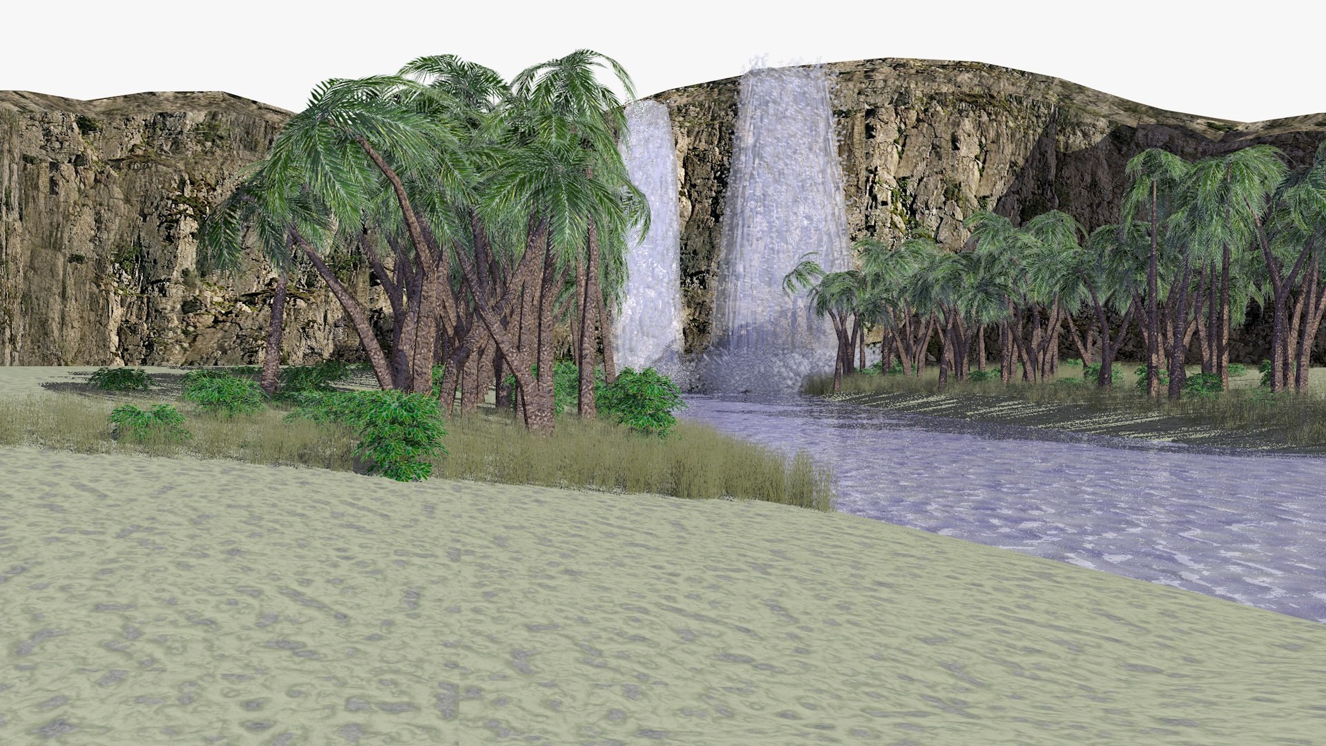 3D Tropical Oasis Waterfall Animations - TurboSquid 1466504