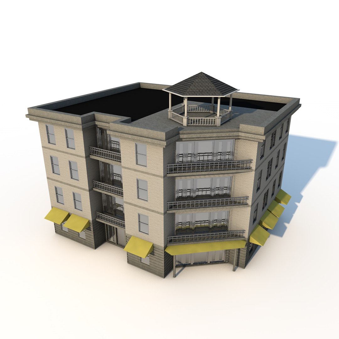 Corner Apartment Building 3d Model