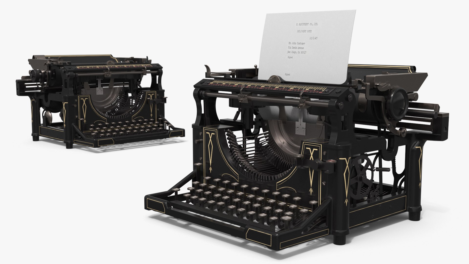 3D Manual Typewriter With Paper Inserted And Visible Typing ...