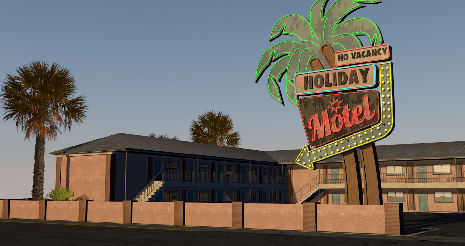 Las Vegas Style Motel 3d Model