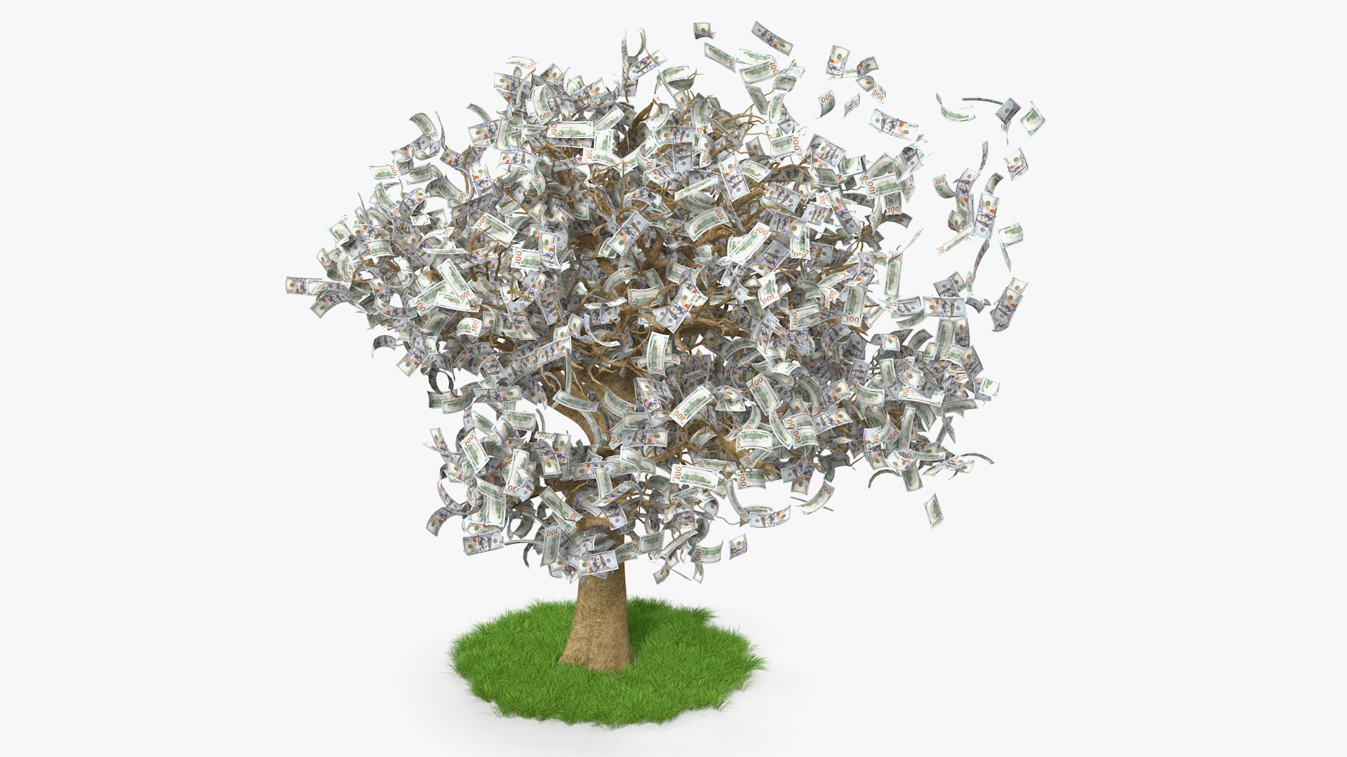 3D Money Tree Dollars Blown Model - TurboSquid 1546238