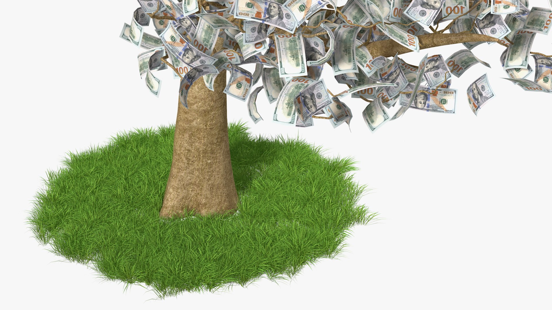 3D Money Tree Dollars Blown Model - TurboSquid 1546238