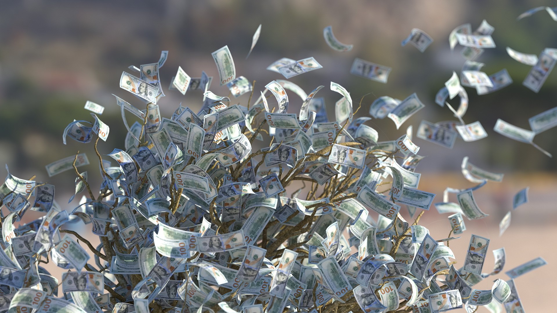 3D Money Tree Dollars Blown Model - TurboSquid 1546238