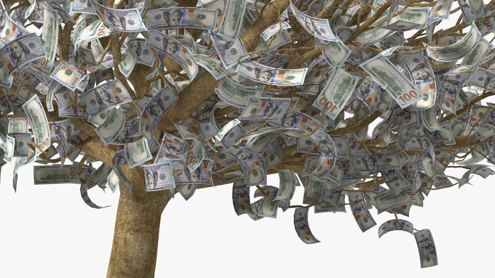3D Money Tree Dollars Blown Model - TurboSquid 1546238