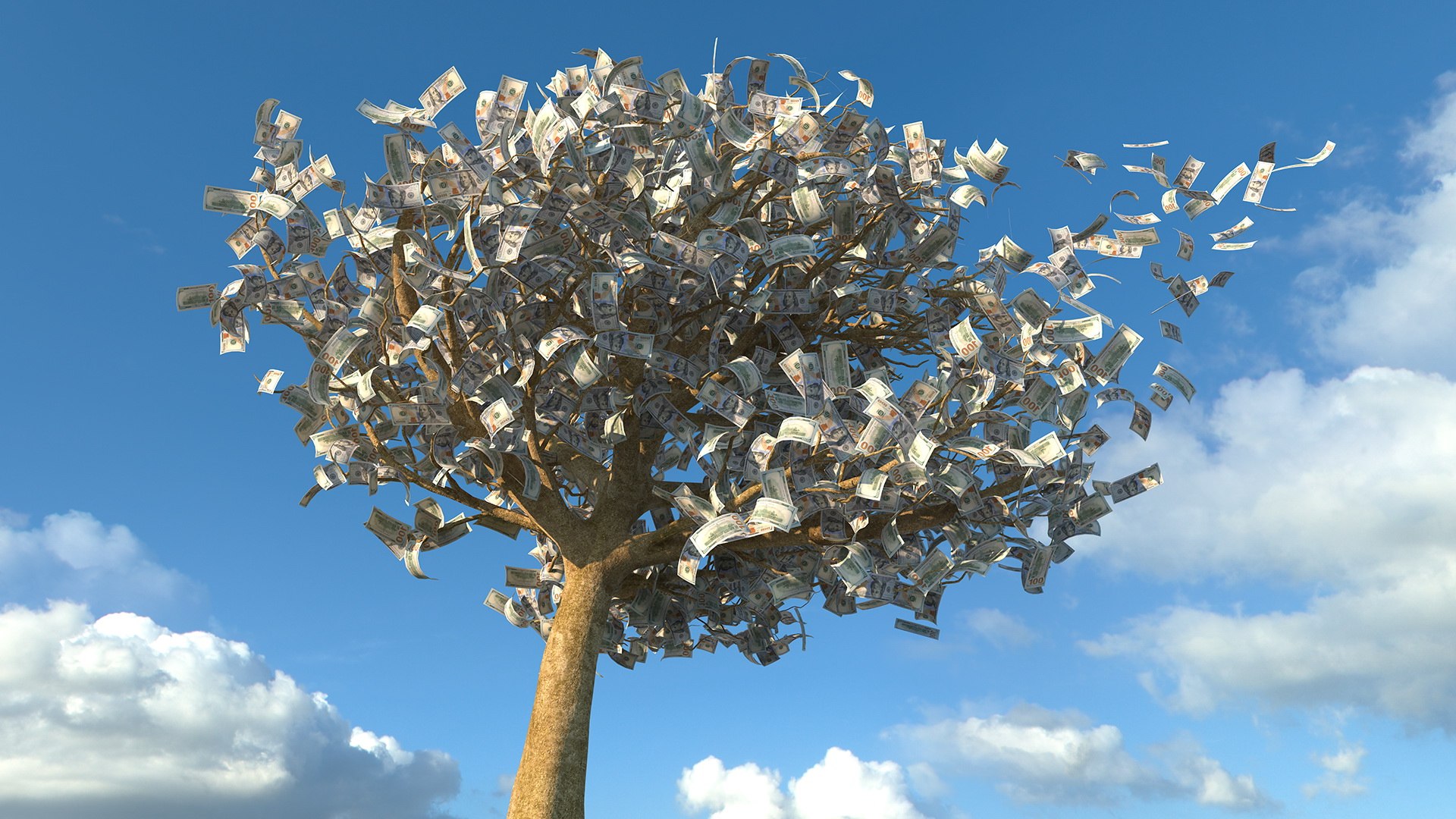 3D Money Tree Dollars Blown Model - TurboSquid 1546238