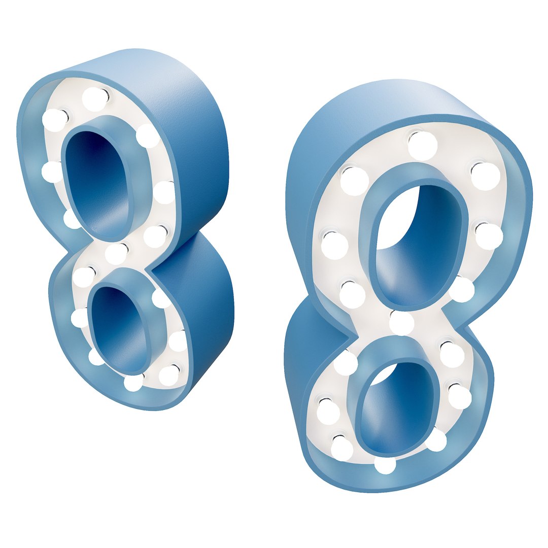 Marquee Number Eight Light Bulb Glow Sign 3dmodel 3D - TurboSquid 1973631