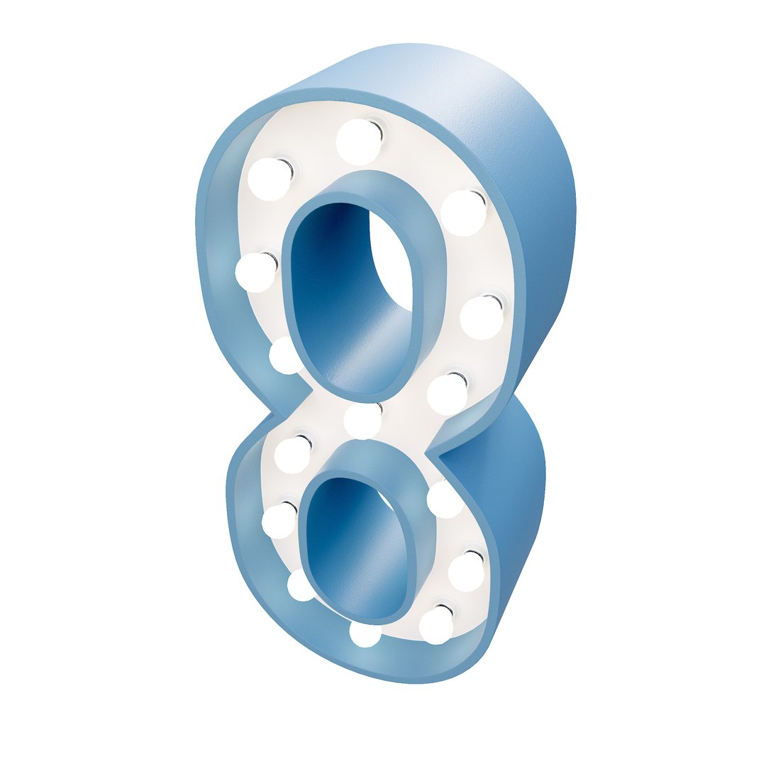 Marquee Number Eight Light Bulb Glow Sign 3dmodel 3D - TurboSquid 1973631