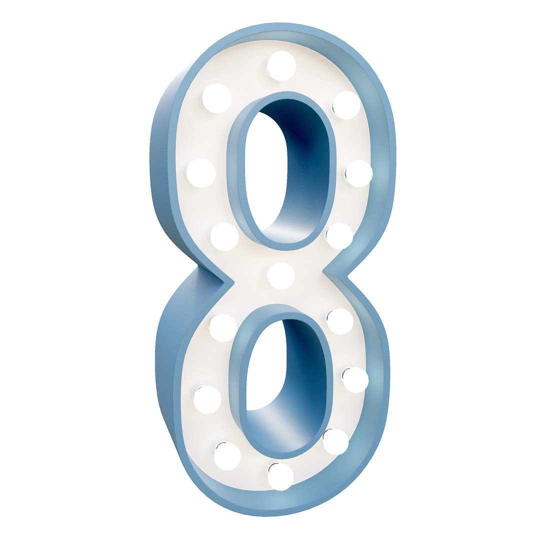 Marquee Number Eight Light Bulb Glow Sign 3dmodel 3D - TurboSquid 1973631