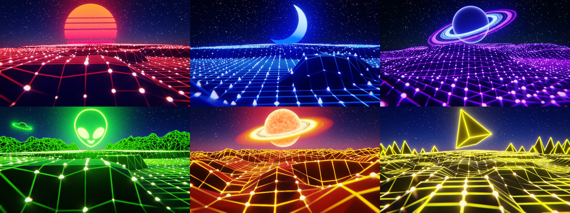 3D Synthwave Environment Animation Loops - TurboSquid 2514315