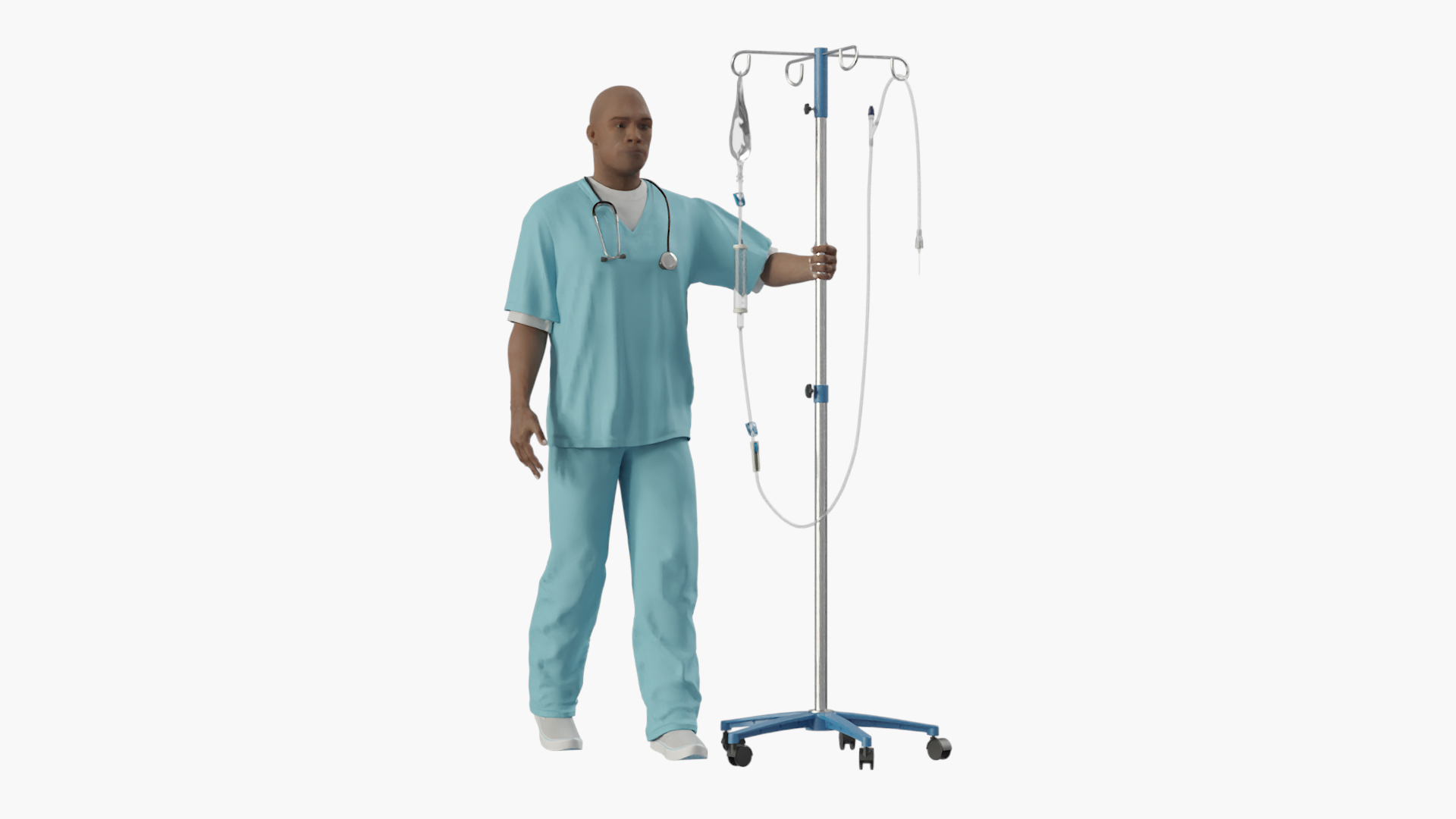 3D Black Male Medic With An IV Stand - TurboSquid 2366210