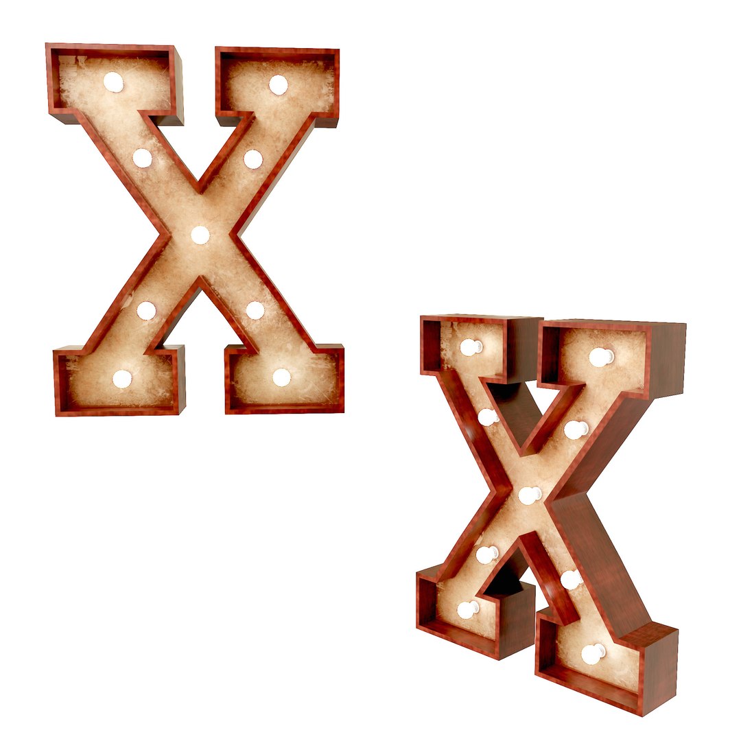 3D Marquee X Wooden Glow Sign 3dmodel - TurboSquid 1976024