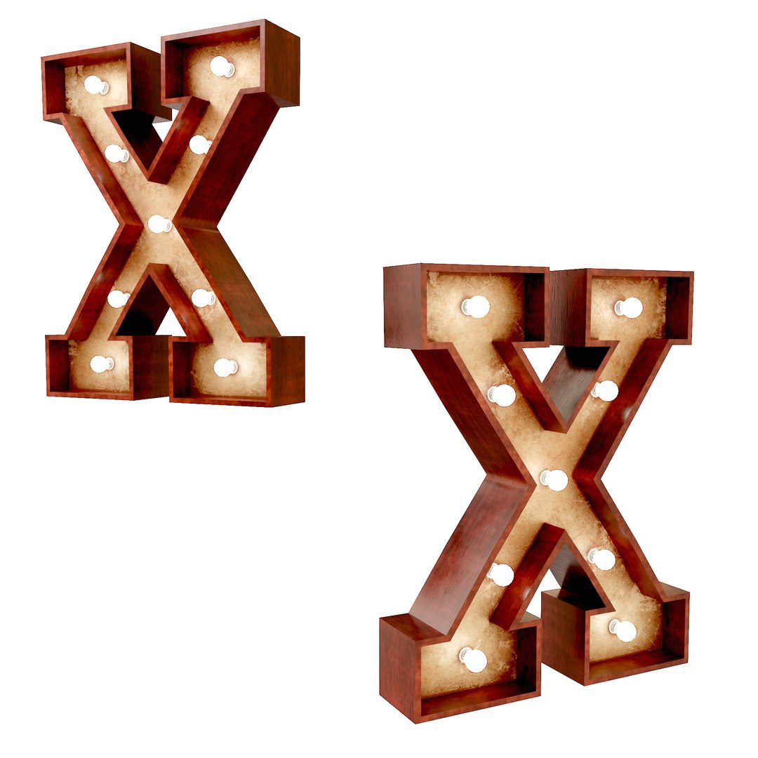 3D Marquee X Wooden Glow Sign 3dmodel - TurboSquid 1976024